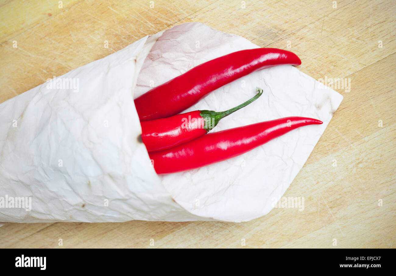 red hot chili peppers in paper bags Stock Photo - Alamy