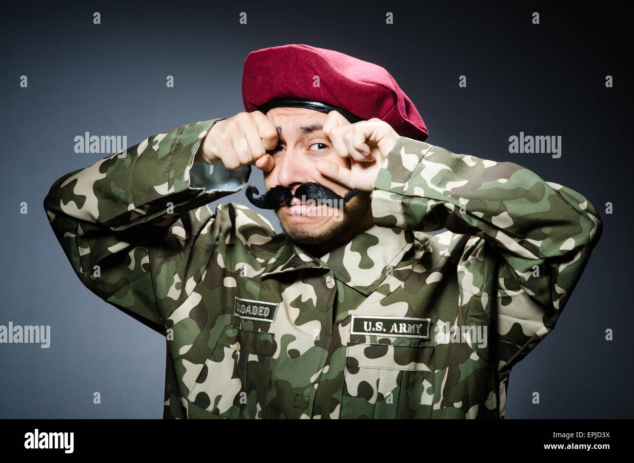Funny soldier in military concept Stock Photo - Alamy