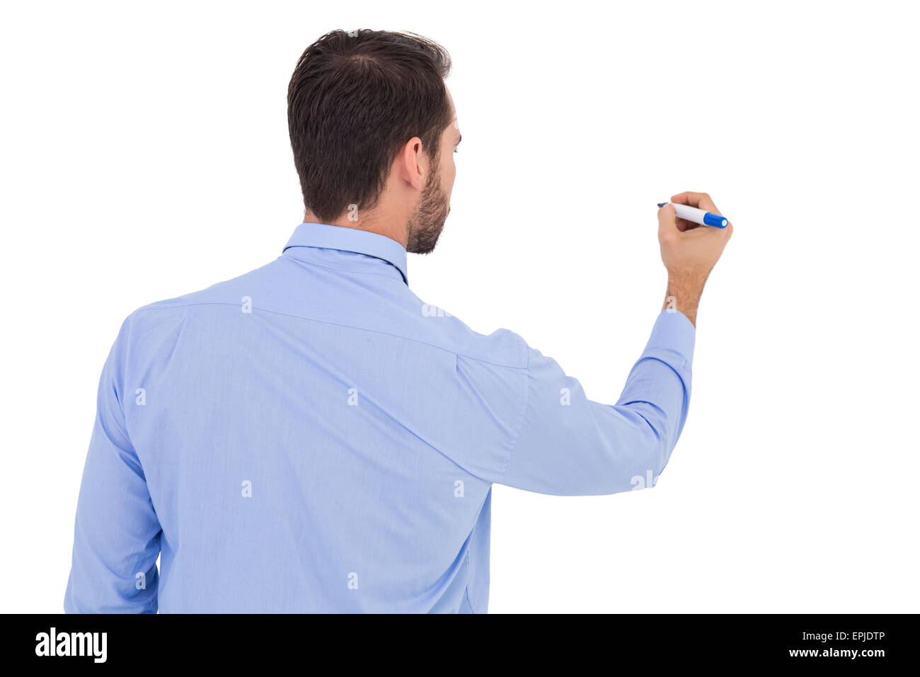 Rear view of a businessman writing with marker Stock Photo - Alamy