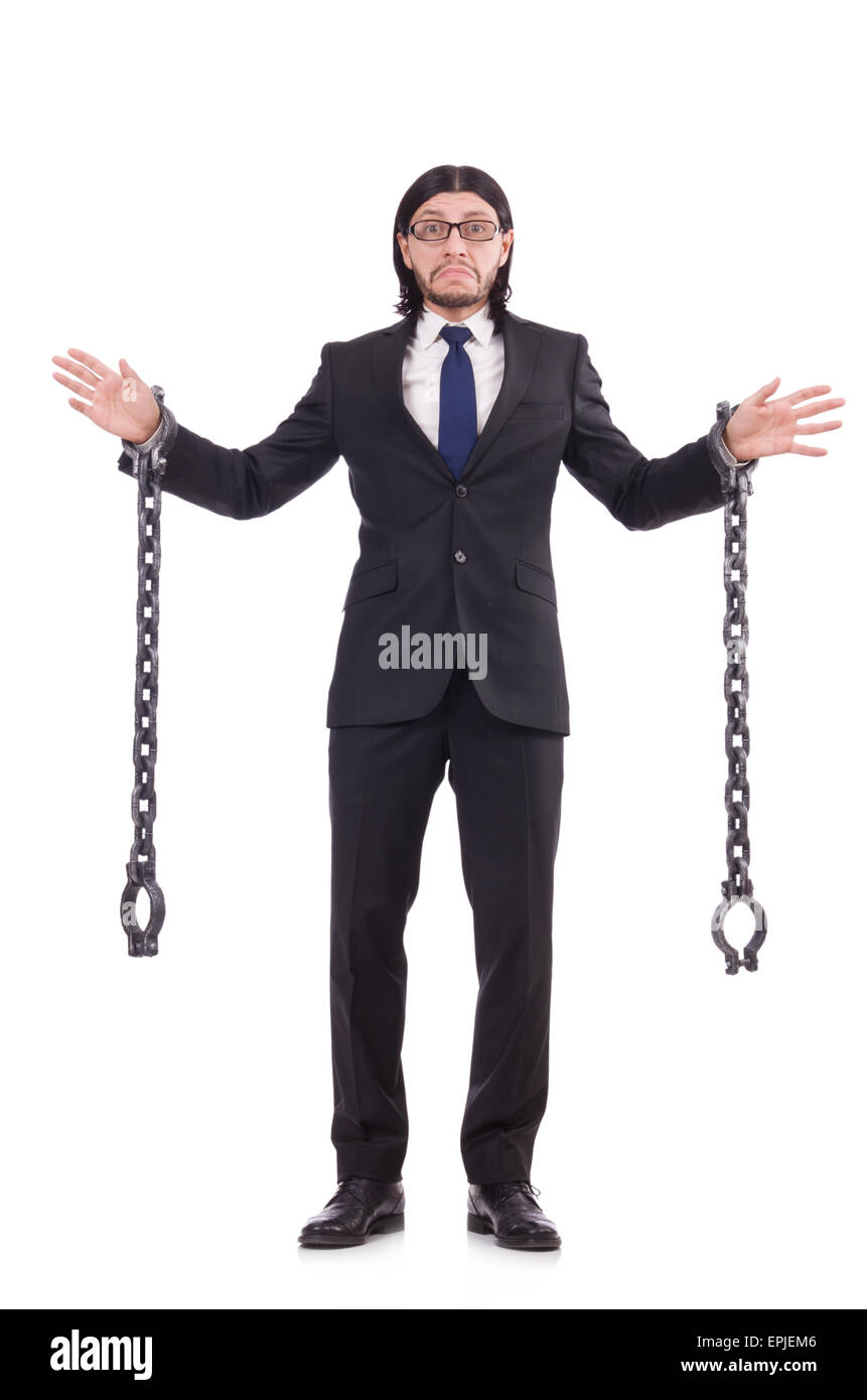 Man with chain isolated on the white Stock Photo - Alamy