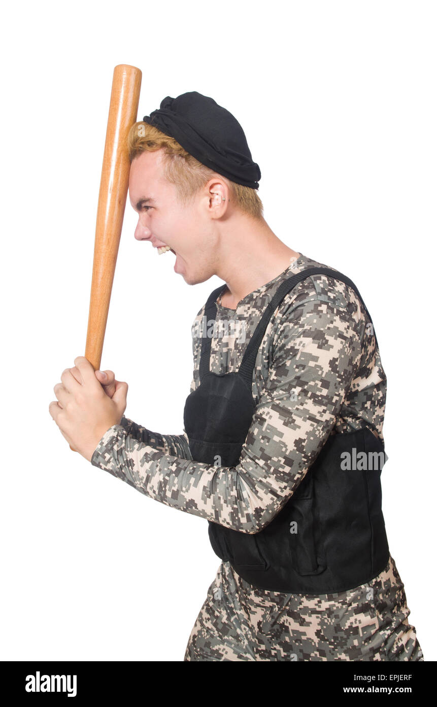 Funny soldier isolated on white Stock Photo - Alamy