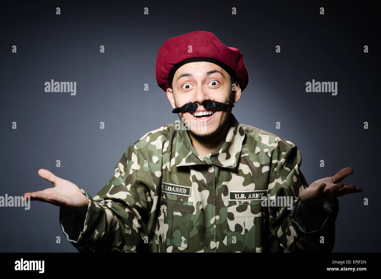 Funny soldier in military concept Stock Photo - Alamy