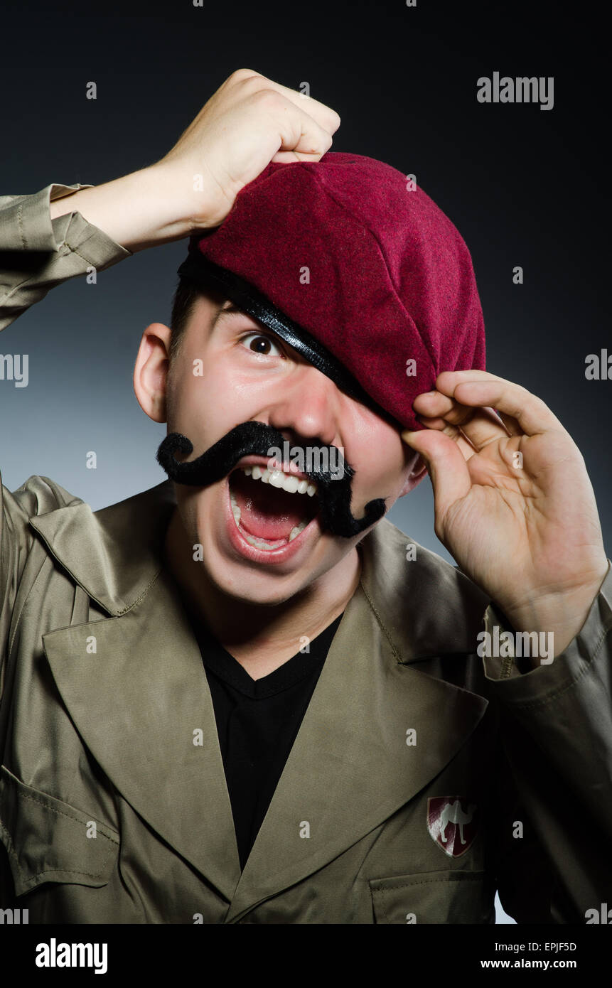Funny soldier in military concept Stock Photo - Alamy