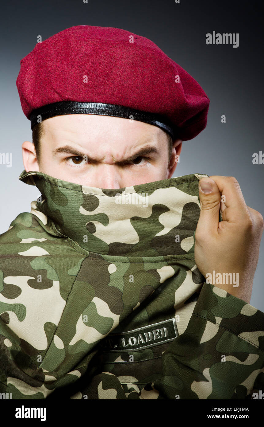 Funny soldier in military concept Stock Photo - Alamy