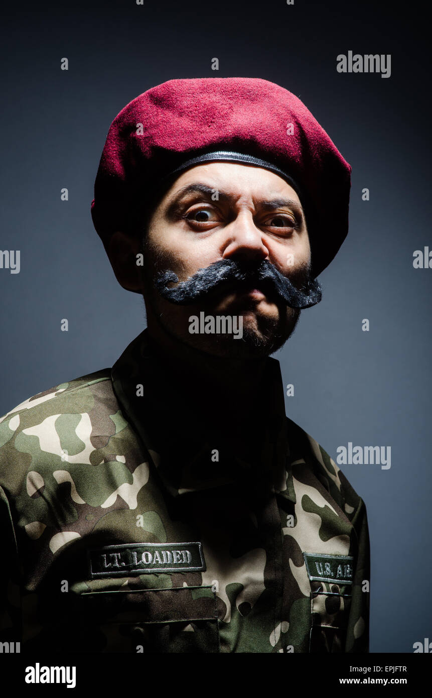 Funny soldier in military concept Stock Photo - Alamy