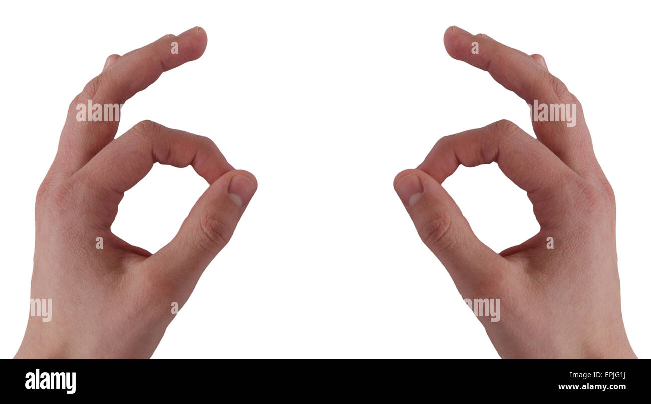 Two hand showing OK on the white background Stock Photo - Alamy