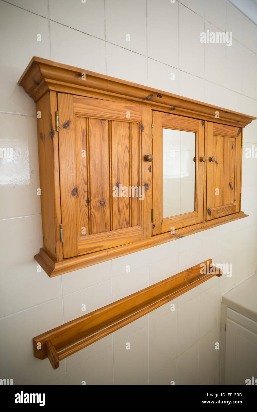 Wooden shelves on kitchen wall Stock Photo - Alamy