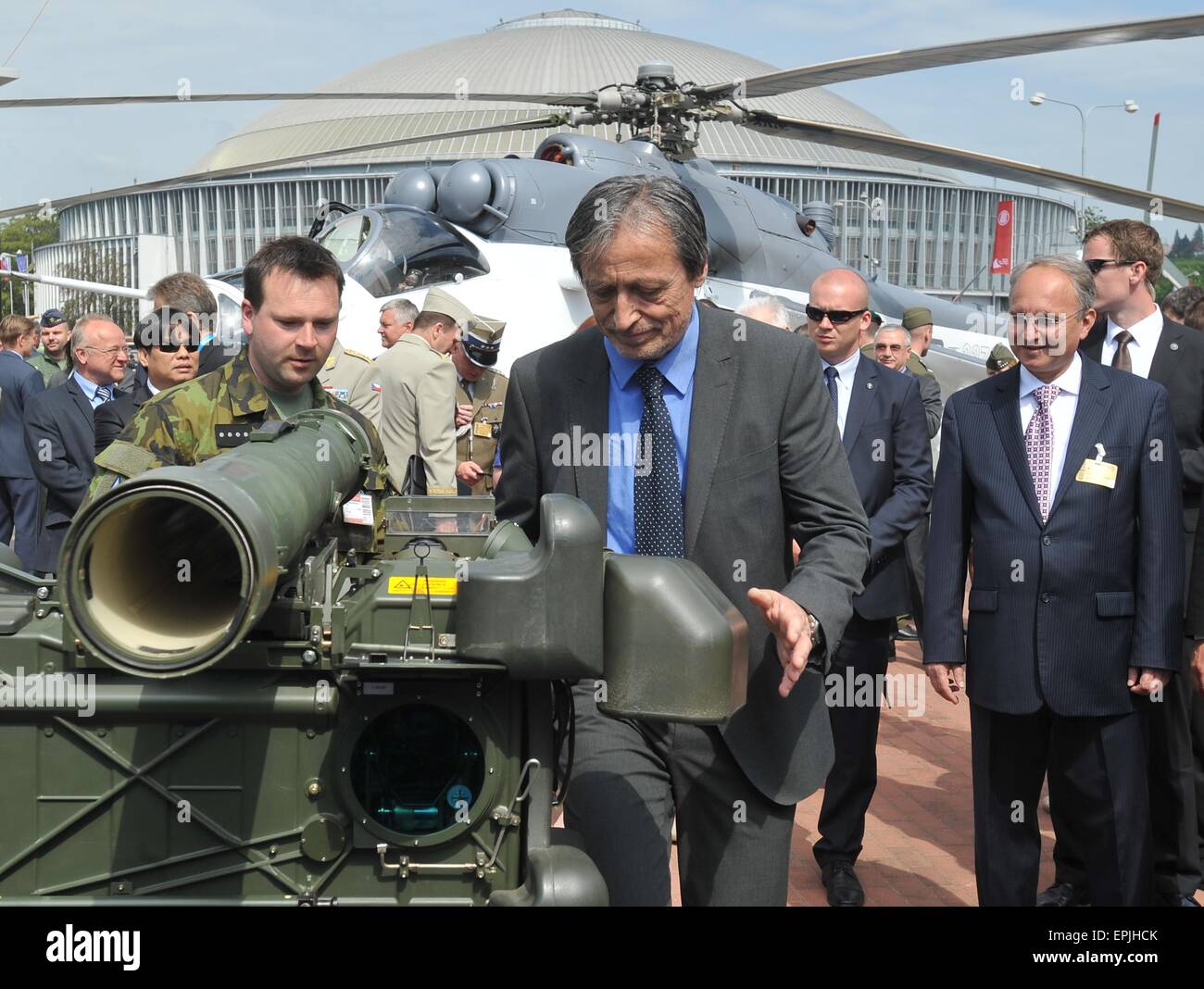 Czech Defence Minister Martin Stropnicky tries handle with man-portable ...