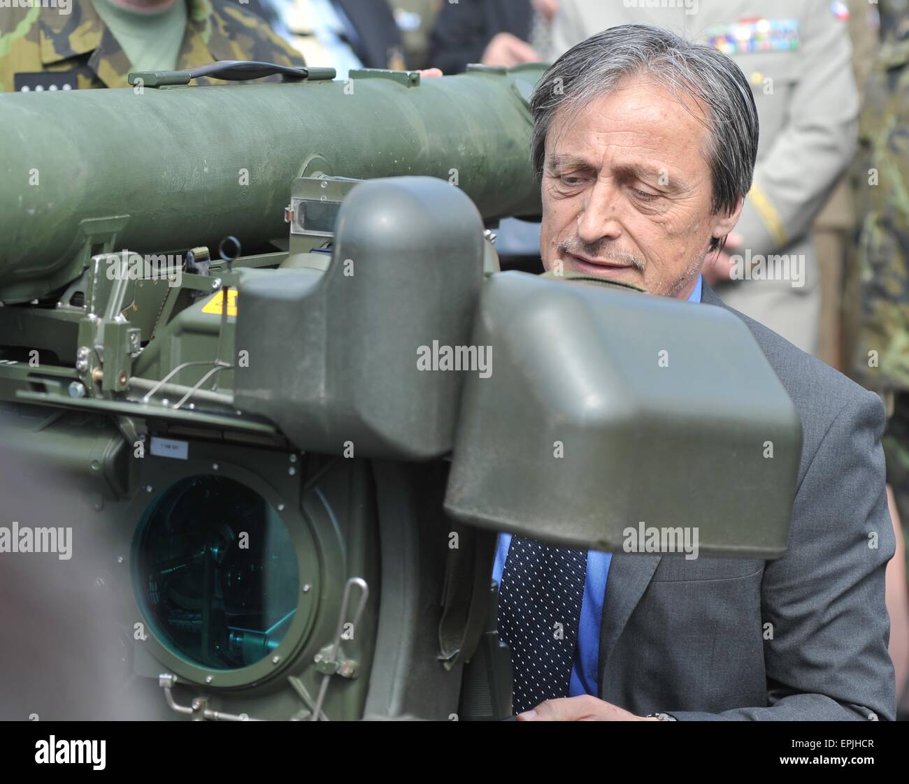 Czech Defence Minister Martin Stropnicky tries handle with man-portable ...