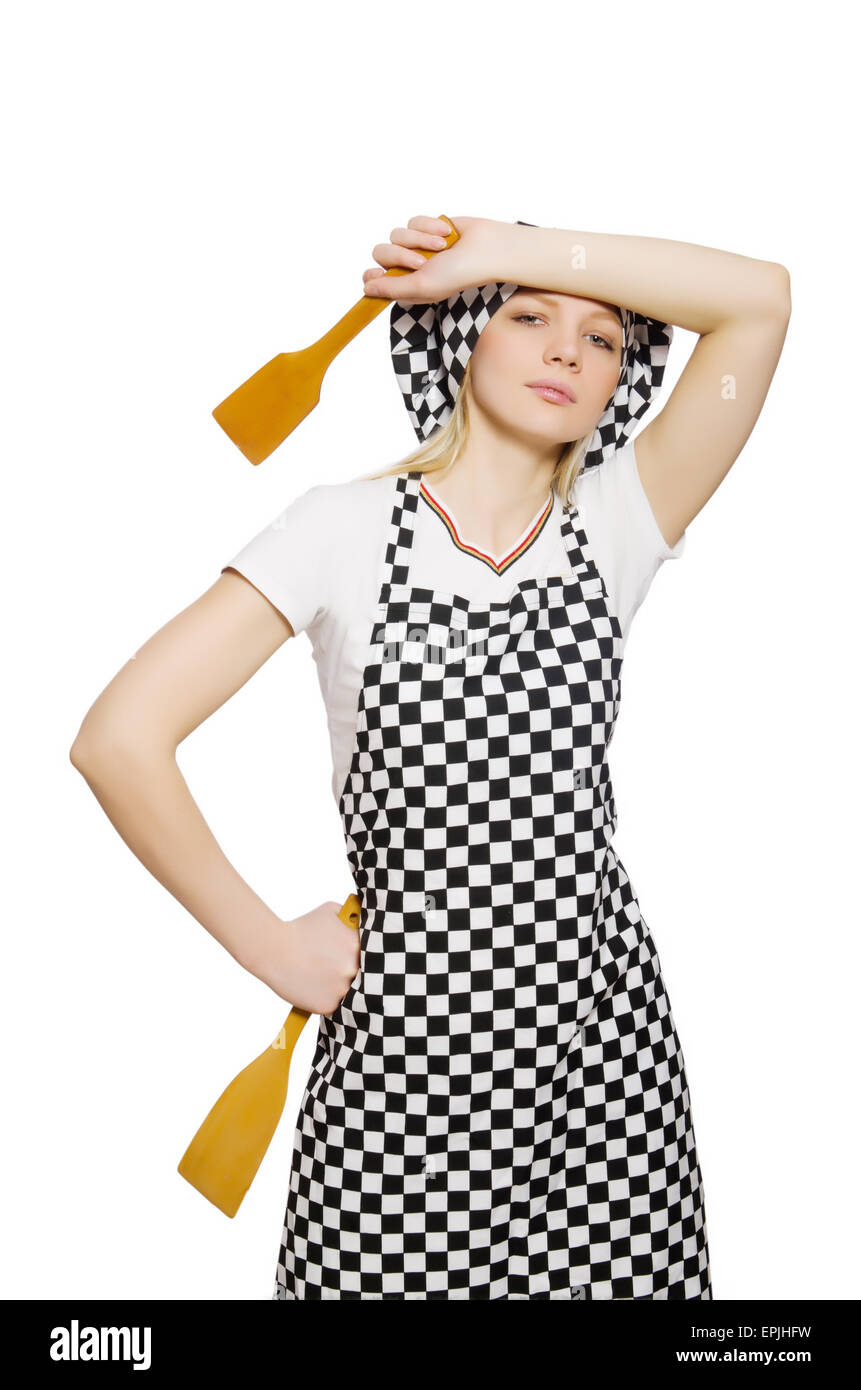 Woman cook isolated on the white background Stock Photo - Alamy