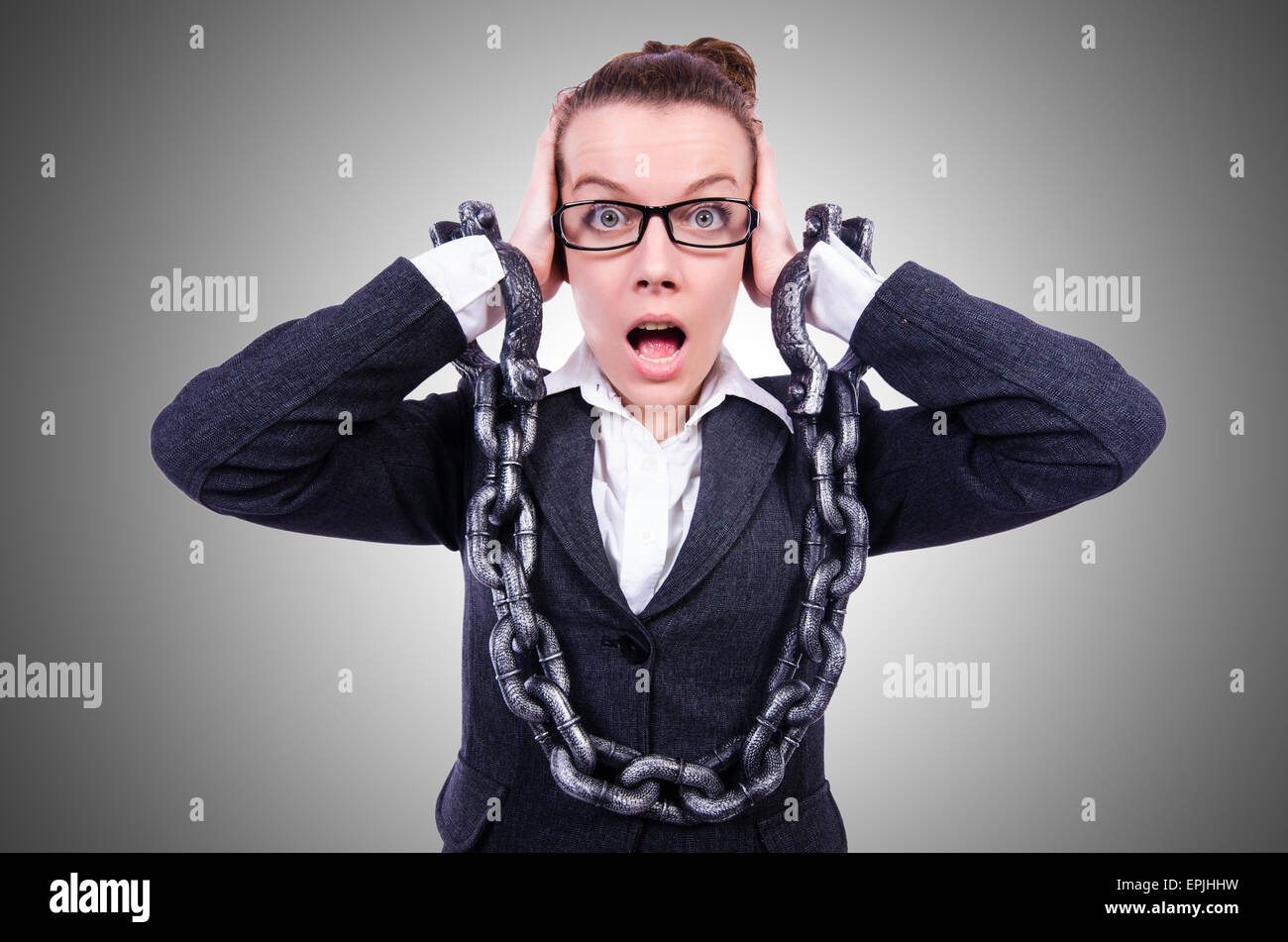 Woman with hands and handcuffs Stock Photo - Alamy