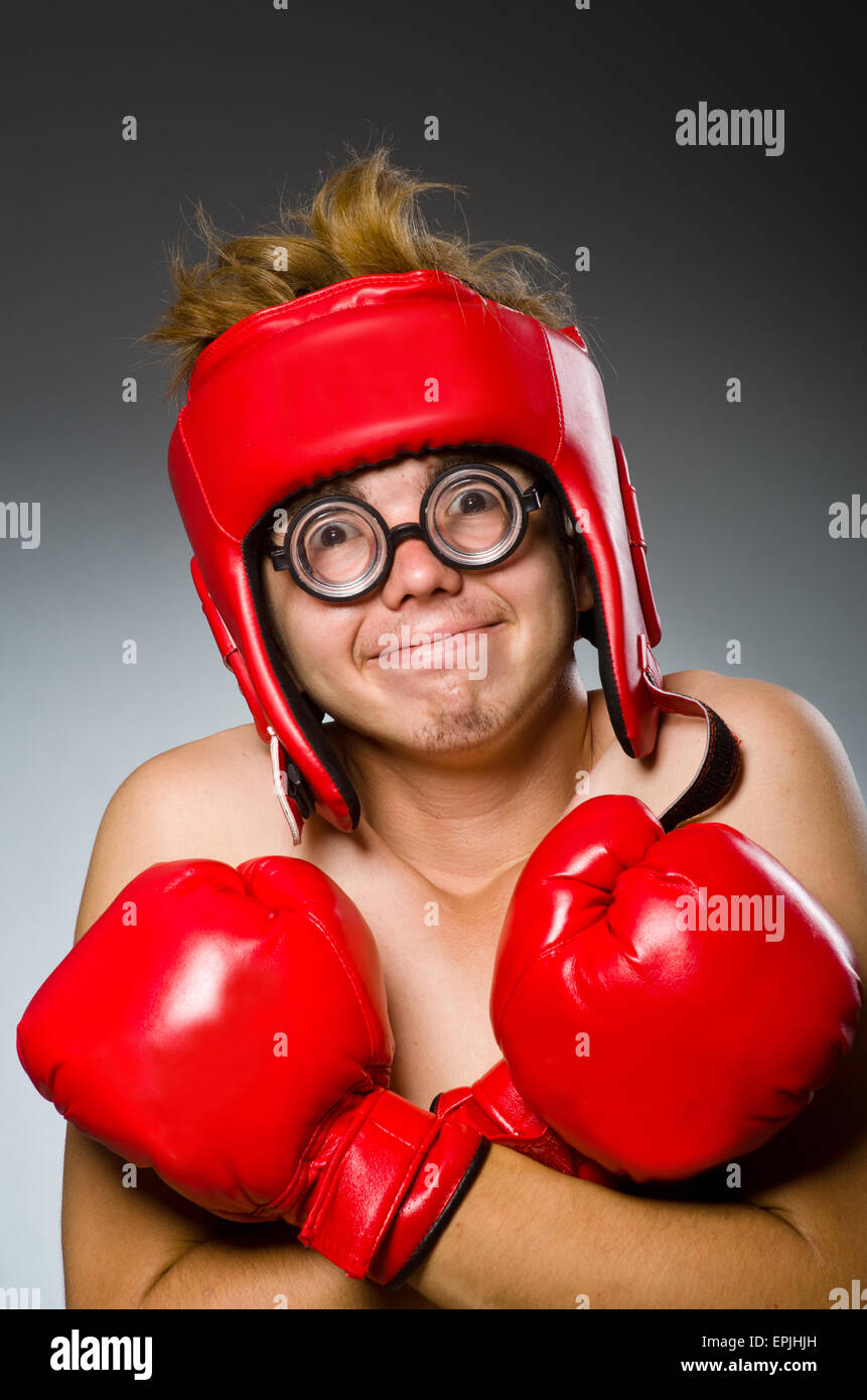 Funny boxer against dark background Stock Photo - Alamy