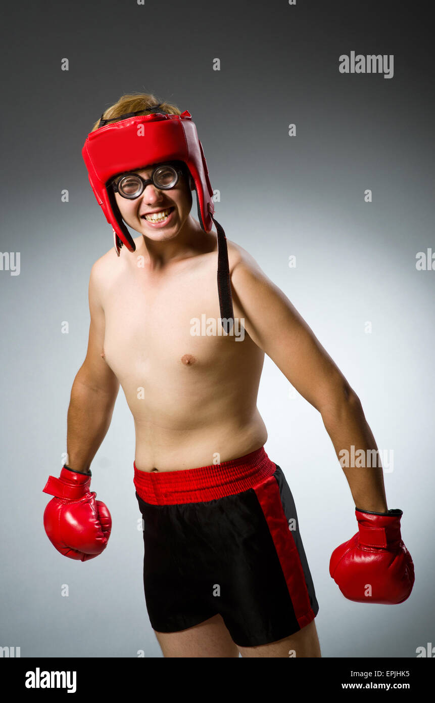 Funny nerd boxer in sport concept Stock Photo - Alamy