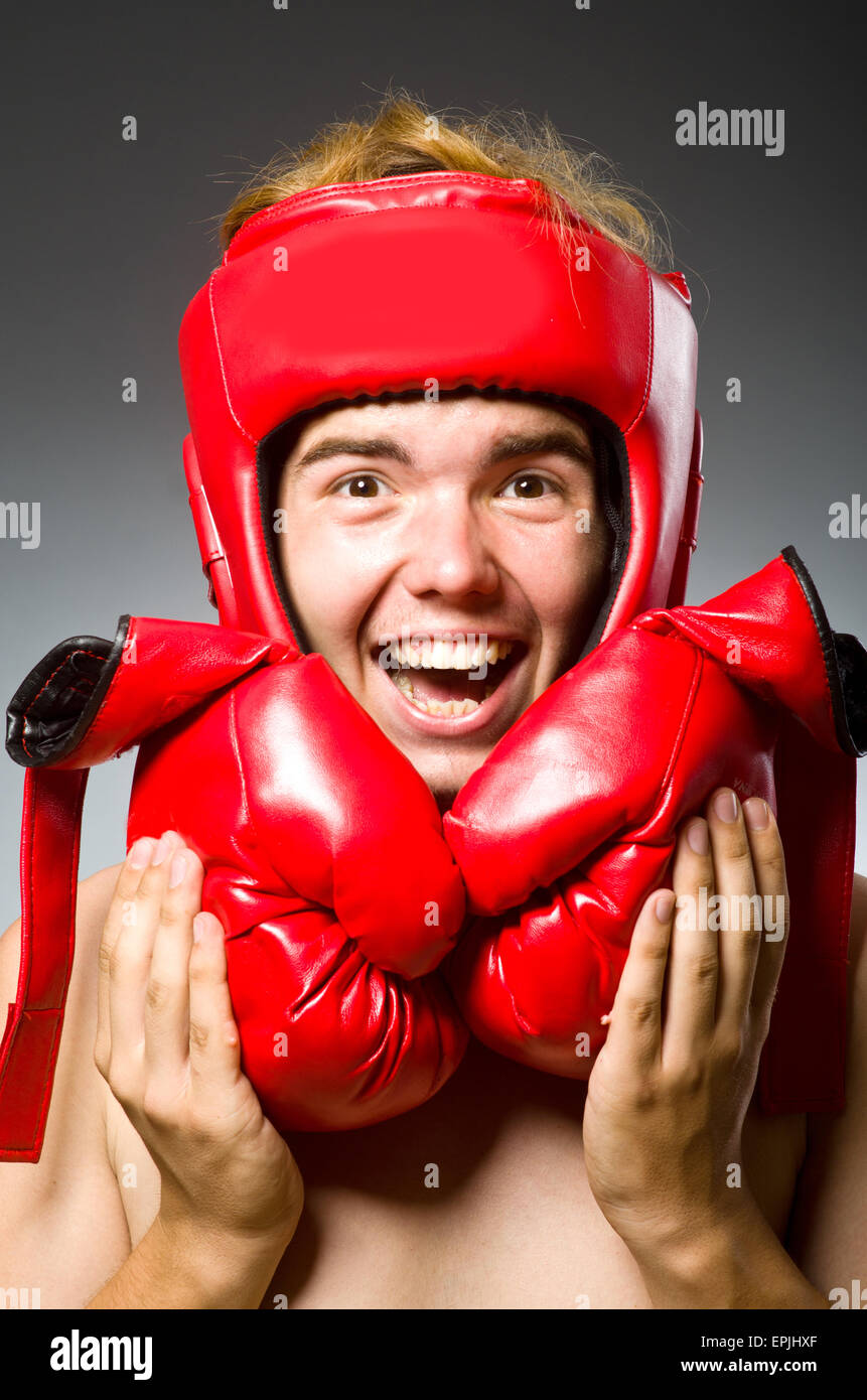 Funny nerd boxer in sport concept Stock Photo - Alamy