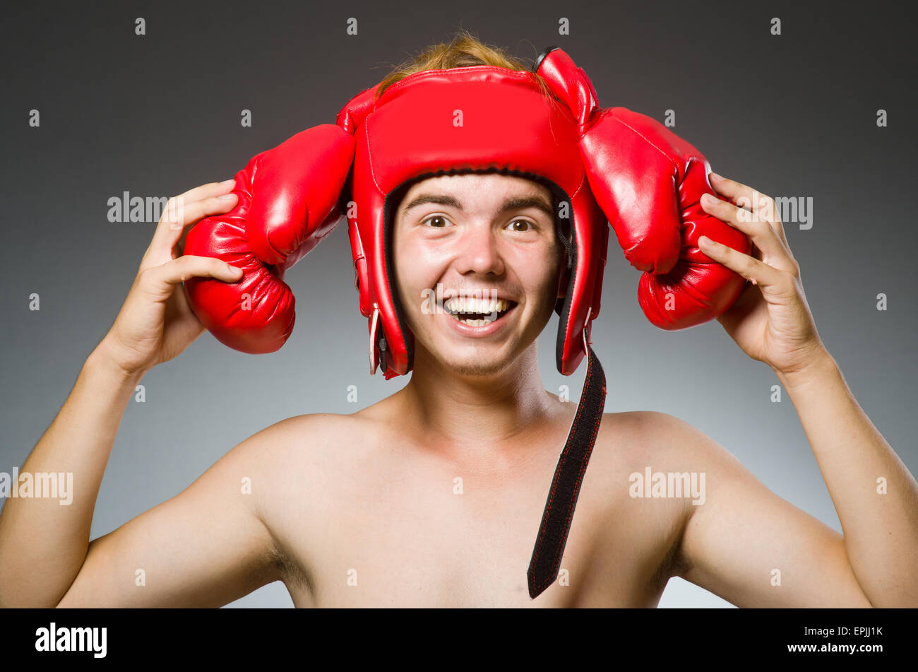 Funny nerd boxer in sport concept Stock Photo - Alamy