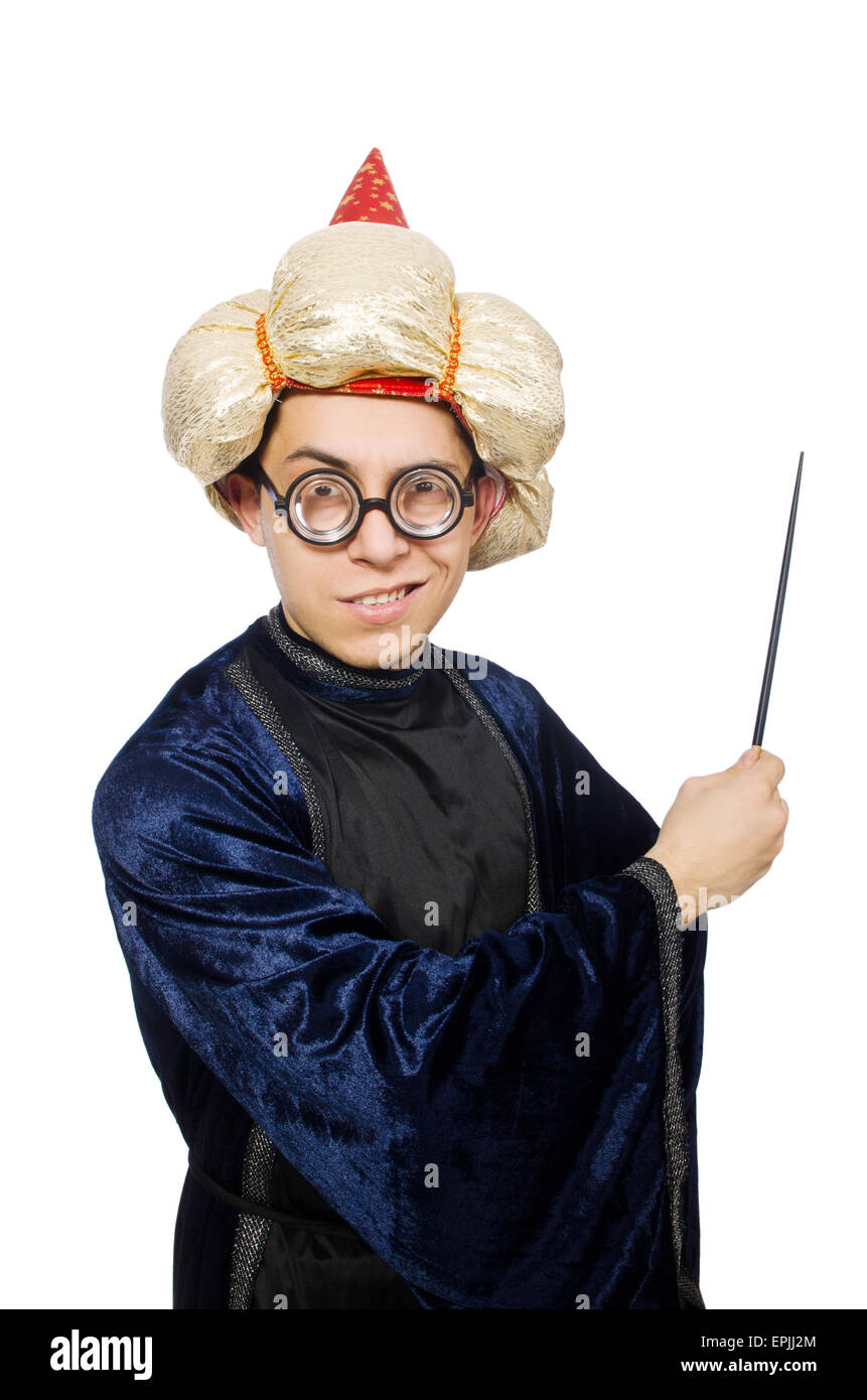 Funny wise wizard isolated on the white Stock Photo - Alamy