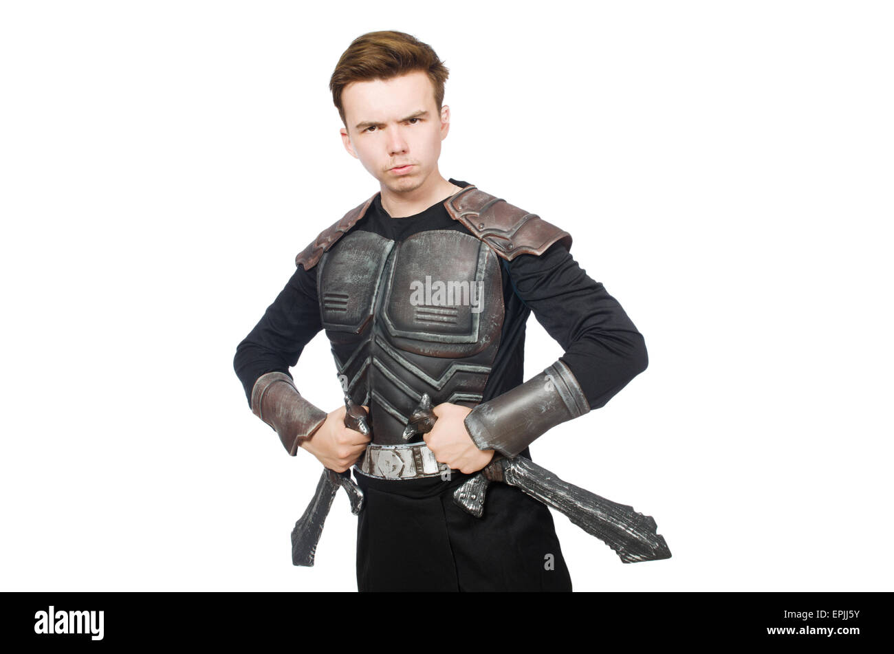 Funny knight isolated on the white background Stock Photo - Alamy