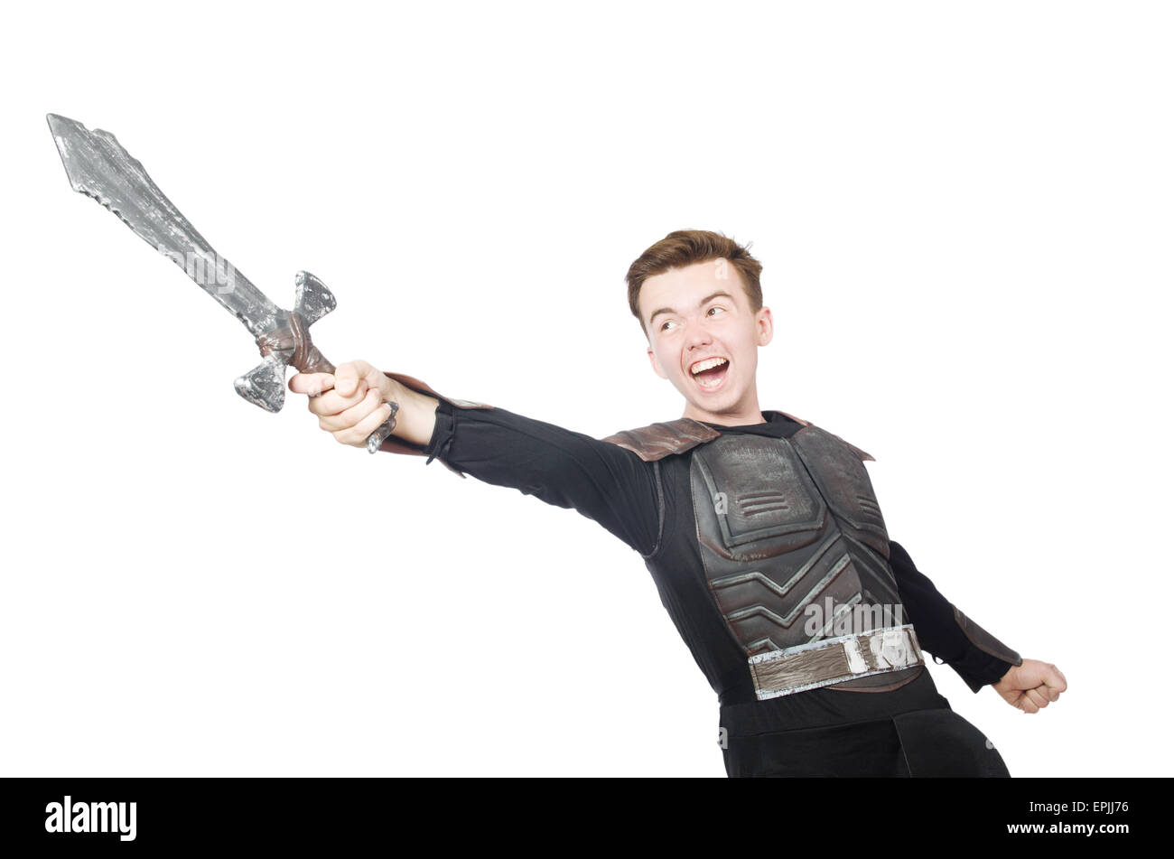 Funny knight isolated on the white background Stock Photo - Alamy