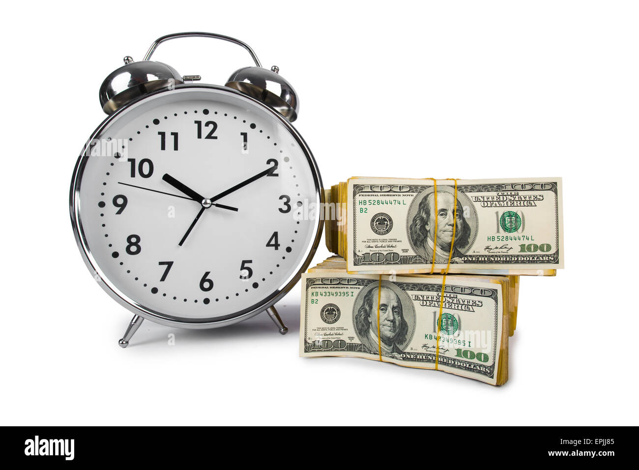 Time is money concept with clock and dollars Stock Photo - Alamy