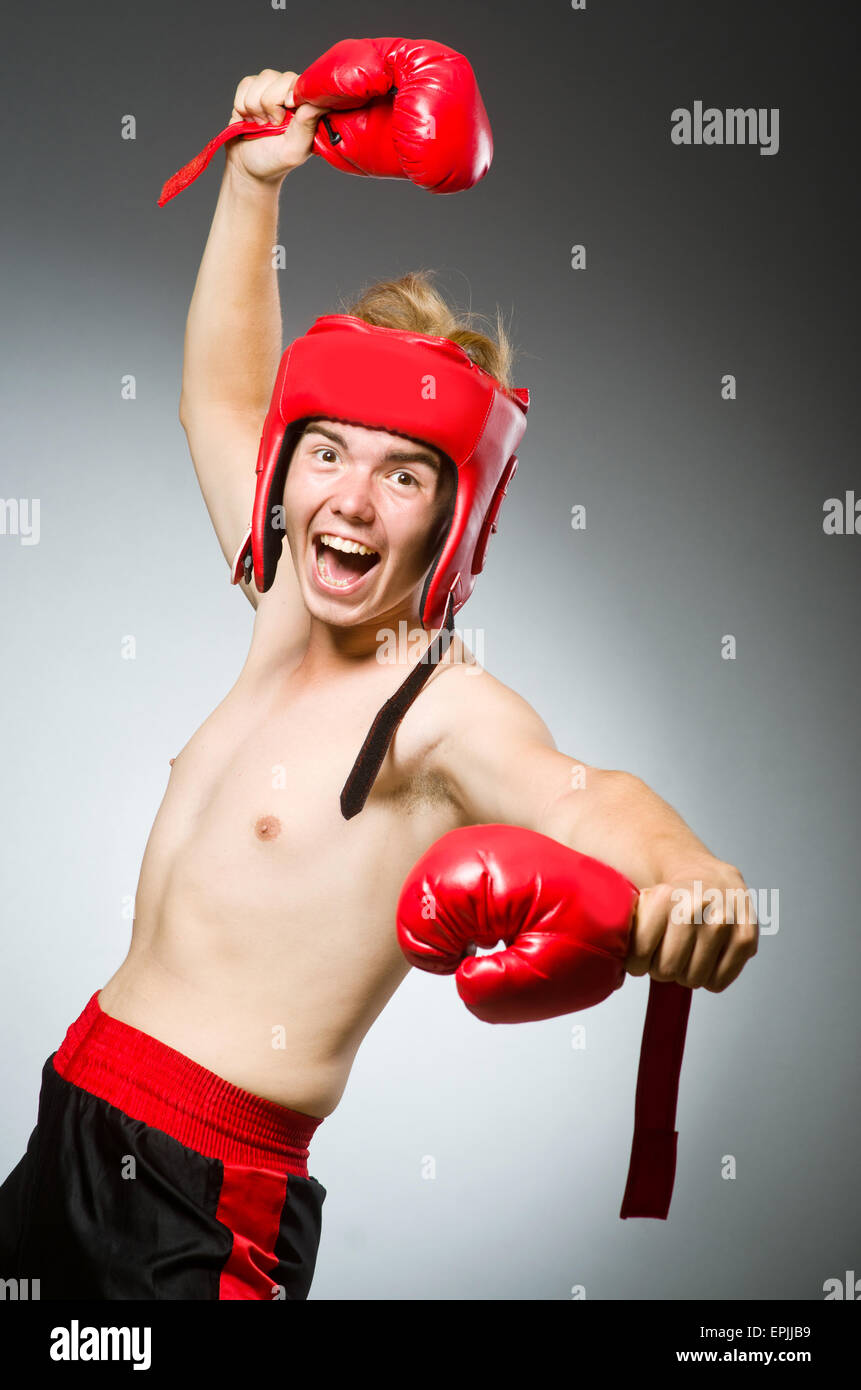 Funny nerd boxer in sport concept Stock Photo - Alamy