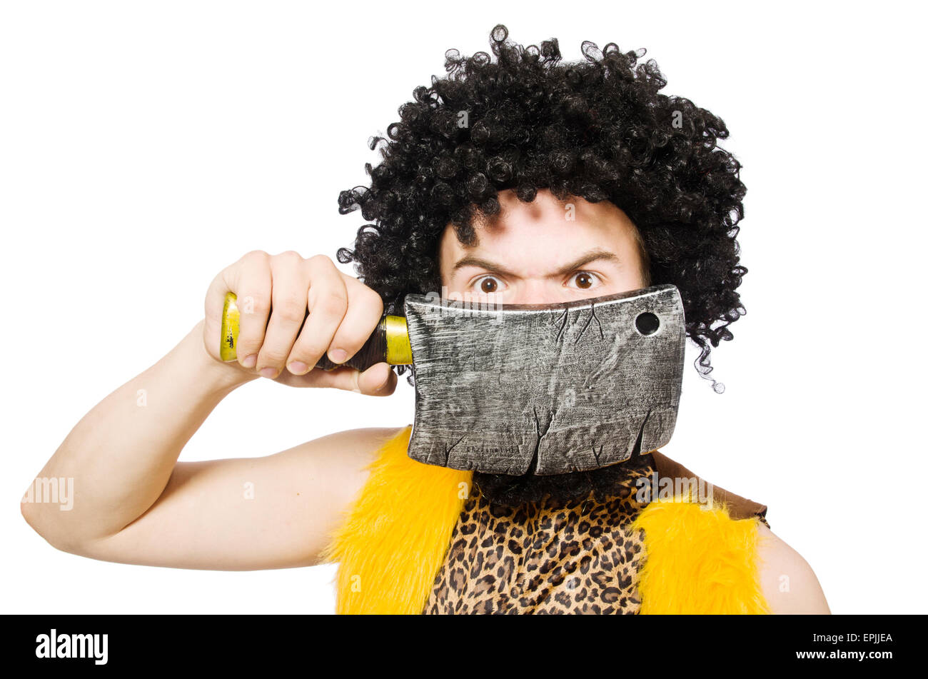 Savage man isolated on white Stock Photo - Alamy