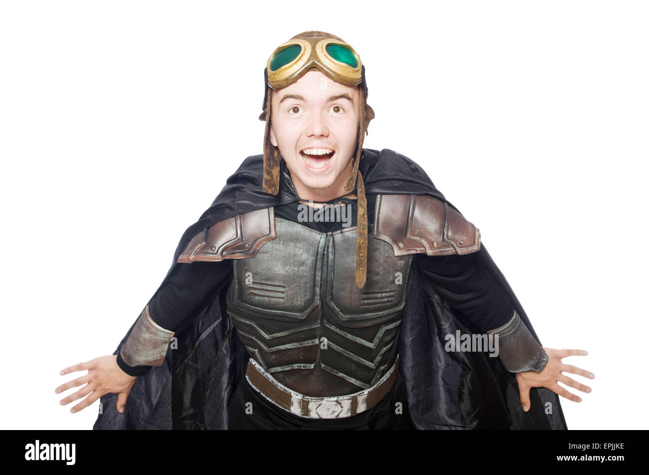 Funny pilot with goggles isolated on white Stock Photo - Alamy