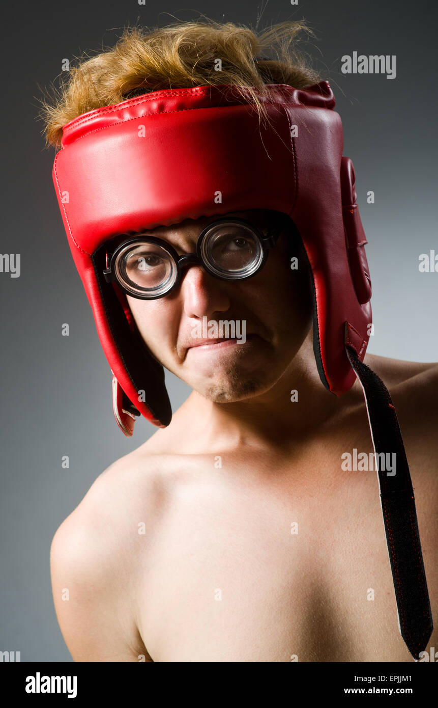 Funny nerd boxer in sport concept Stock Photo - Alamy