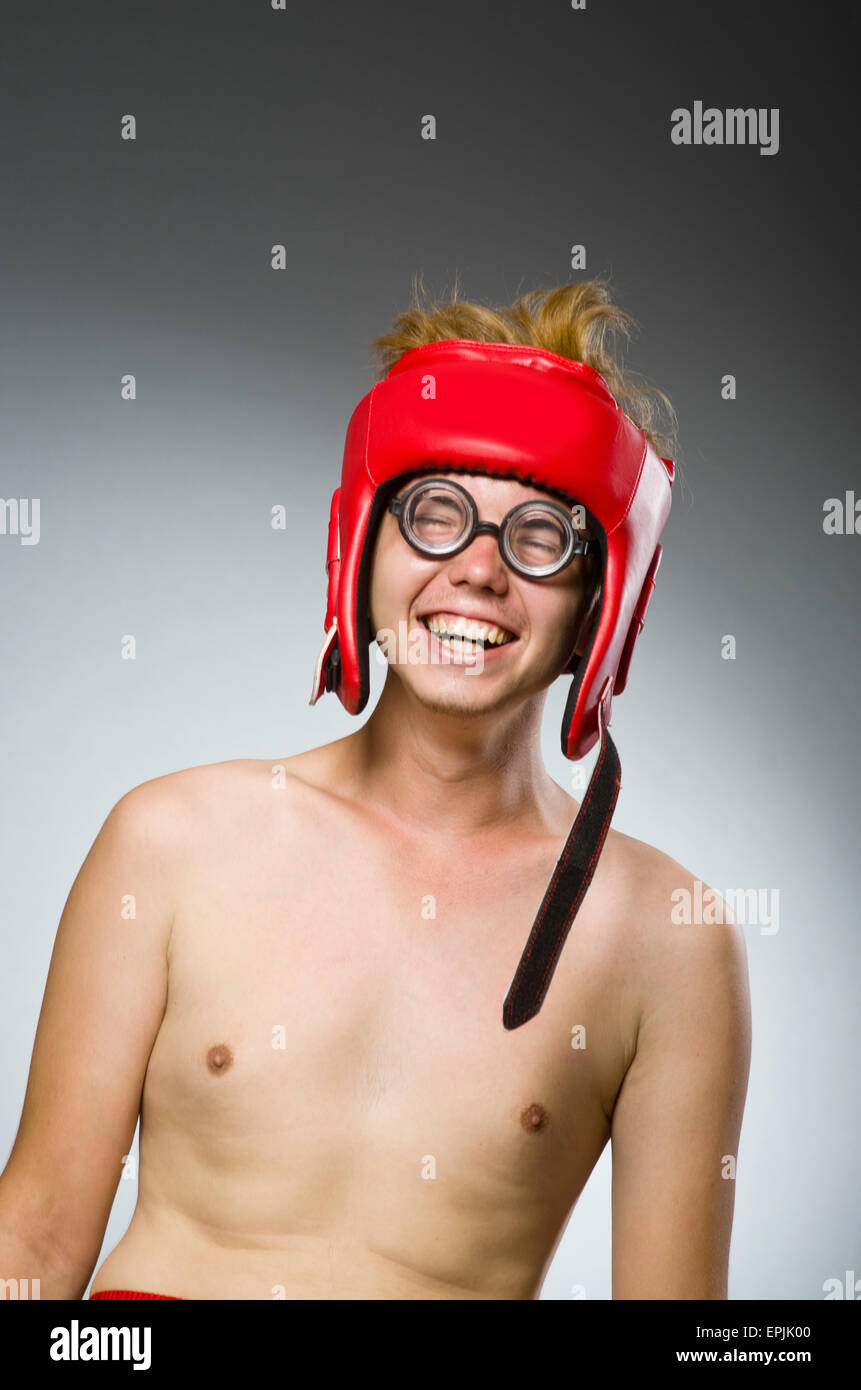 Funny nerd boxer in sport concept Stock Photo - Alamy