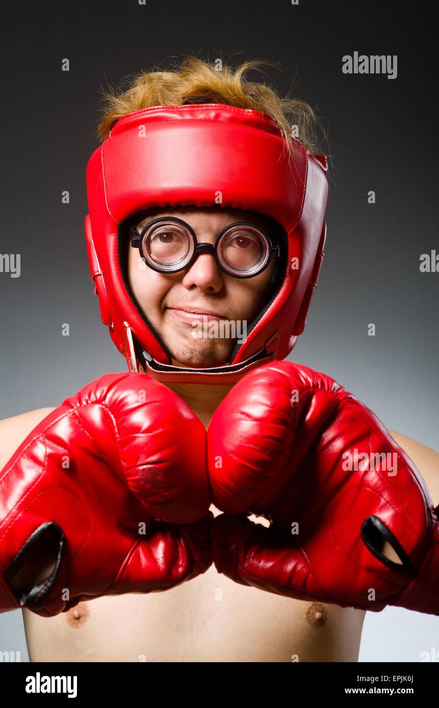 Funny boxer against dark background Stock Photo - Alamy