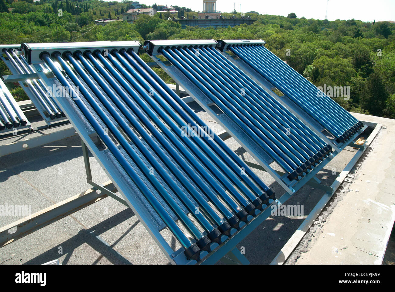 Vacuum solar water heating system Stock Photo - Alamy