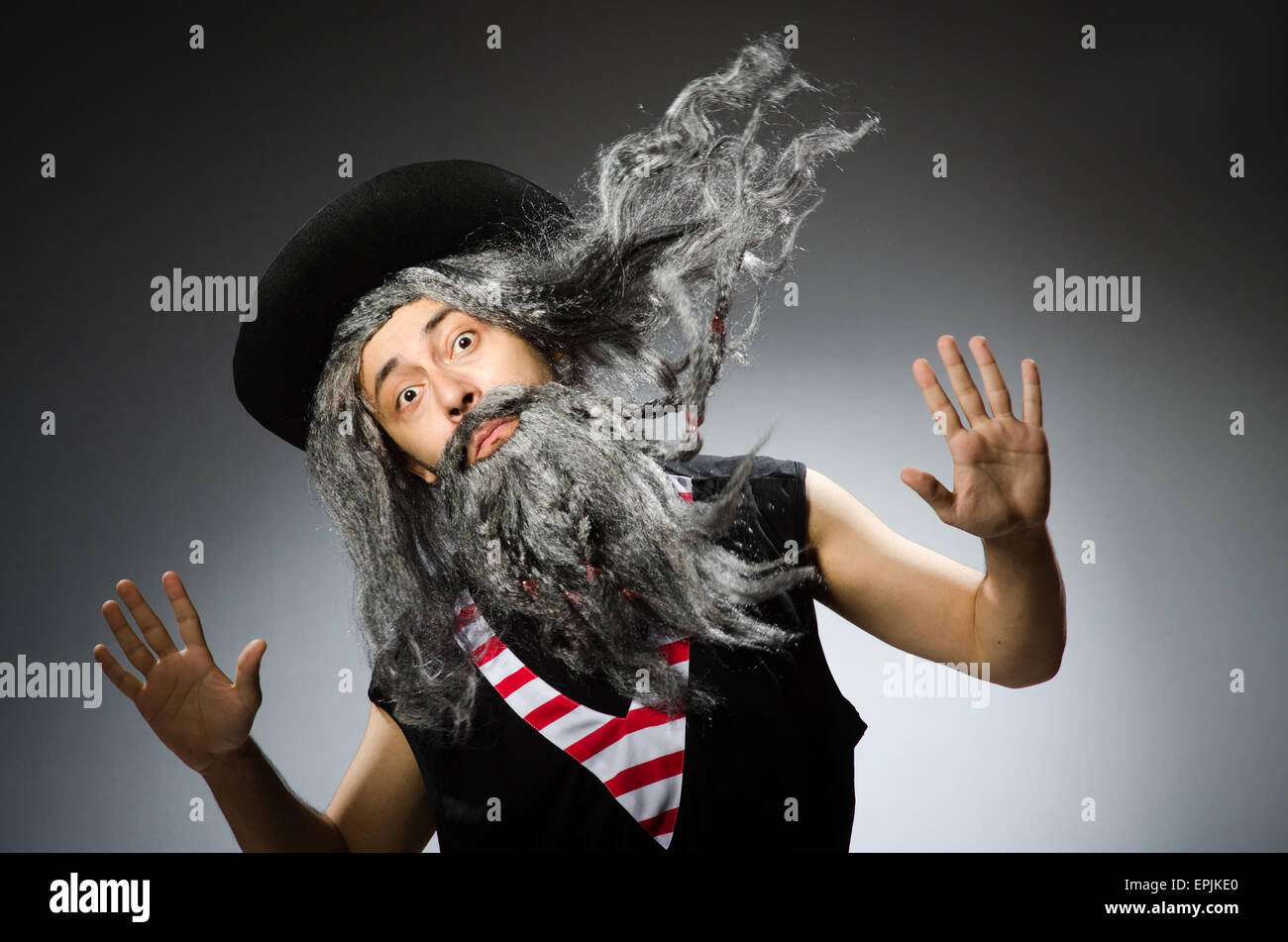 Funny pirate with long beard Stock Photo - Alamy