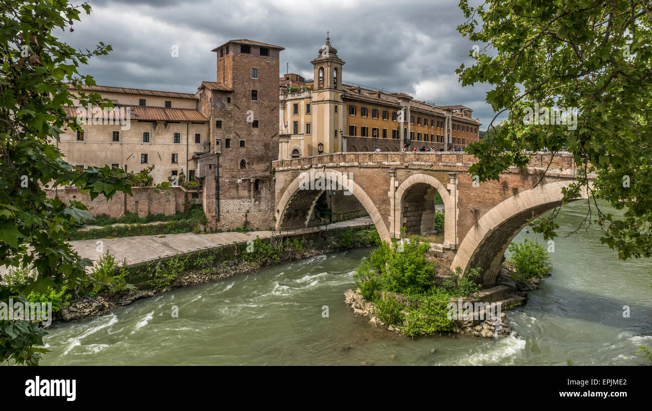 The Tiber Island is the only island in the Tiber river which runs ...