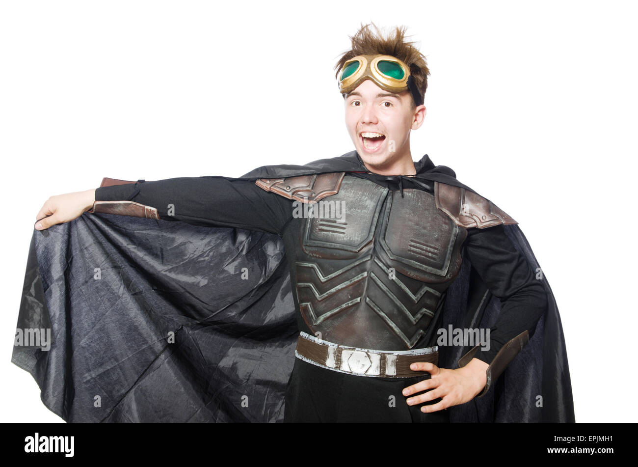 Funny pilot with goggles isolated on white Stock Photo - Alamy