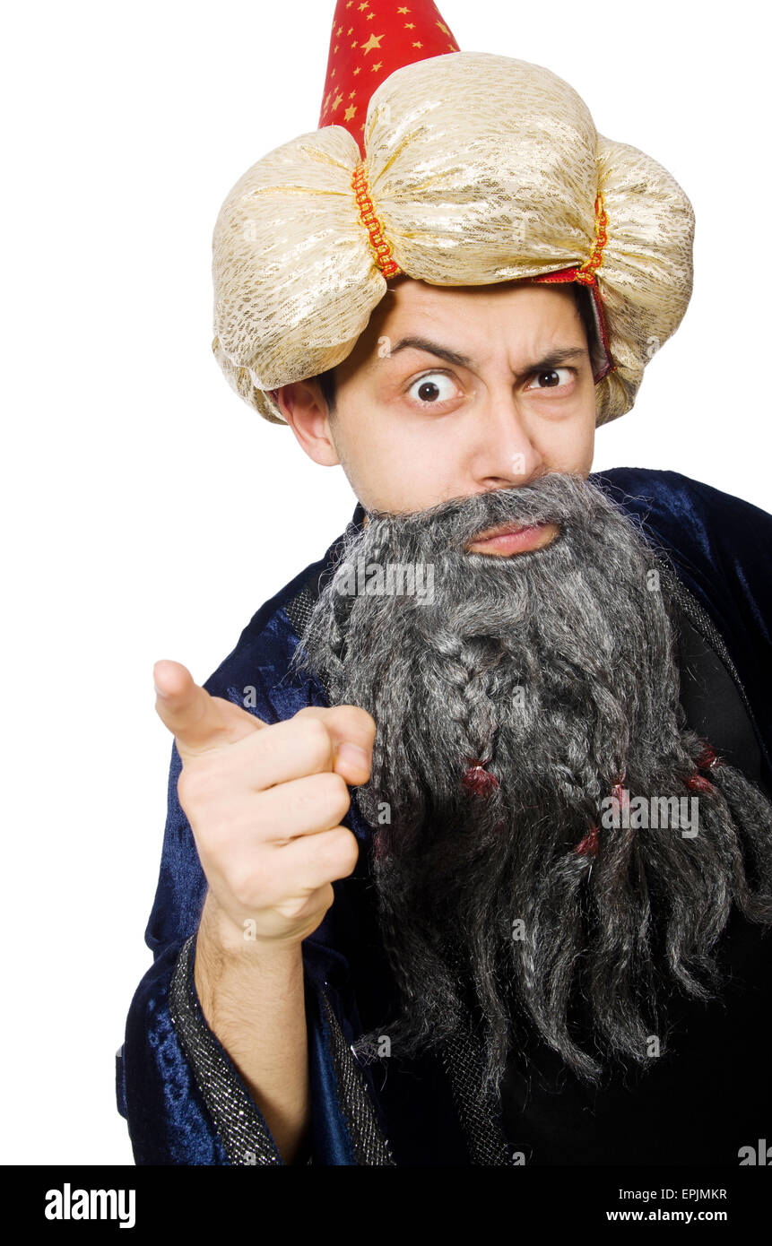 Funny wise wizard isolated on the white Stock Photo - Alamy