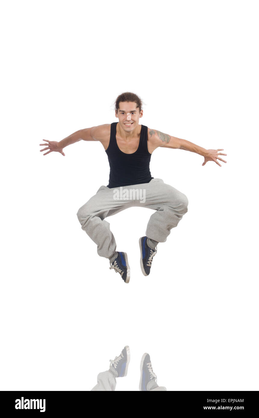Man dancing isolated on the white Stock Photo - Alamy
