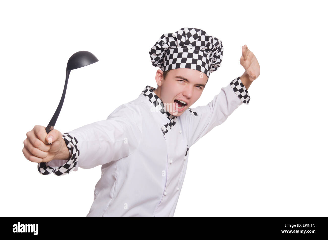 Funny male cook isolated on white Stock Photo - Alamy