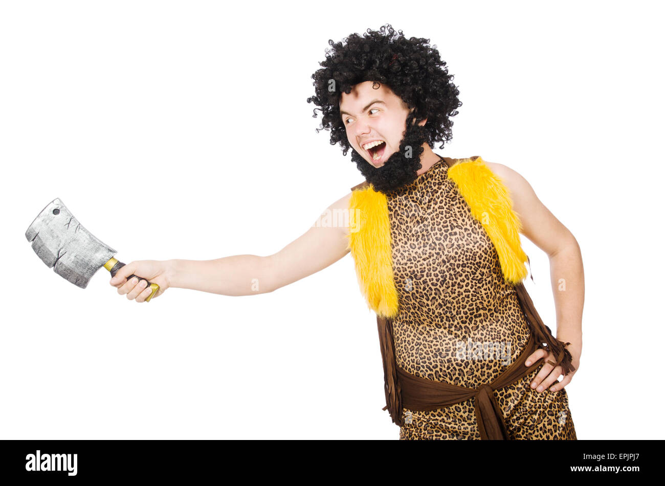 Savage man isolated on white Stock Photo - Alamy