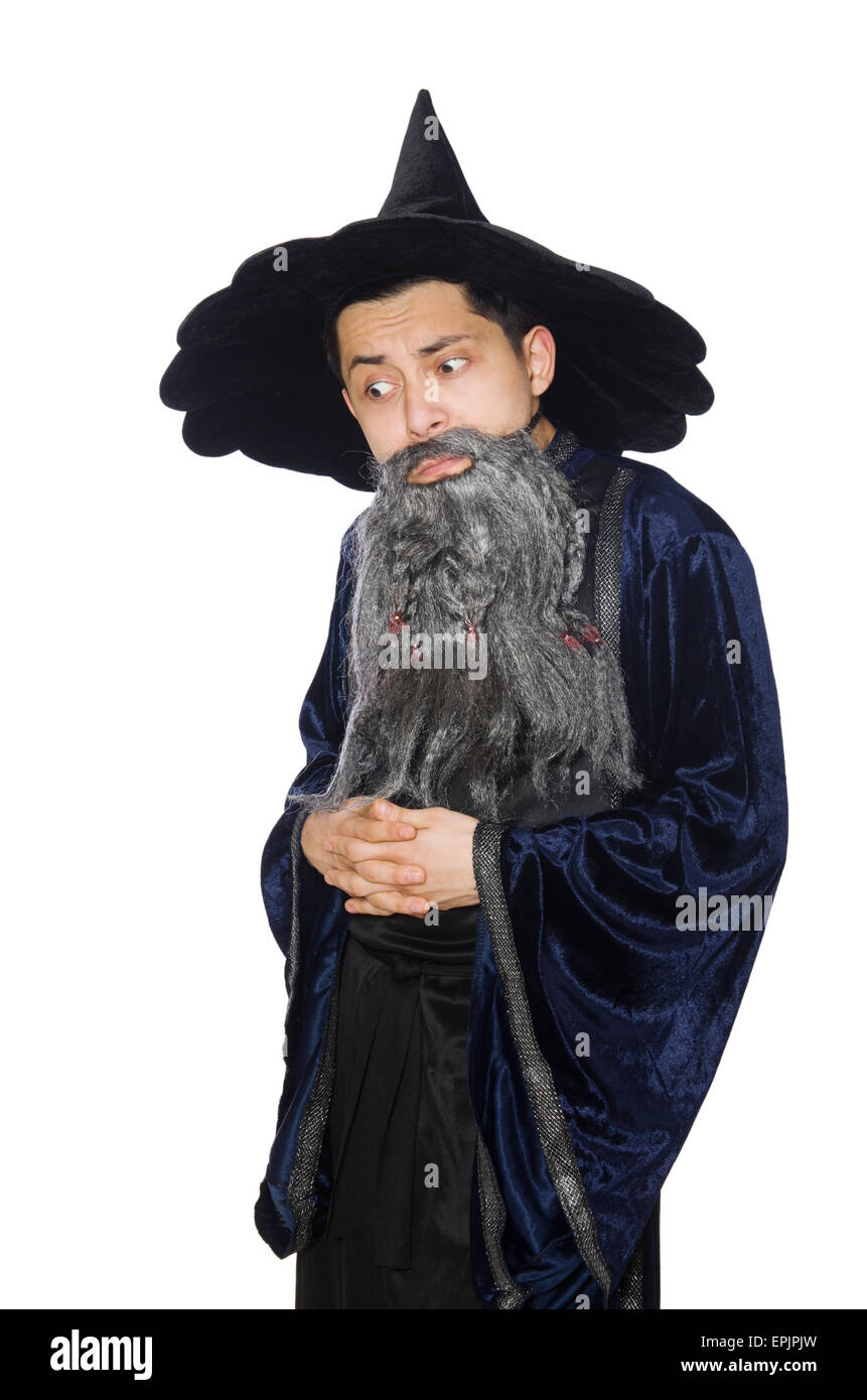 Funny wise wizard isolated on the white Stock Photo - Alamy