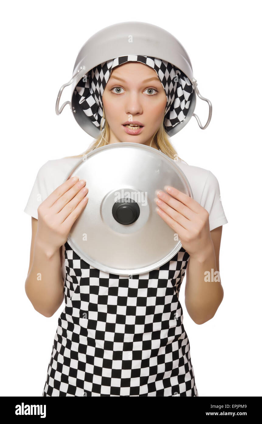 Woman cook isolated on the white background Stock Photo - Alamy
