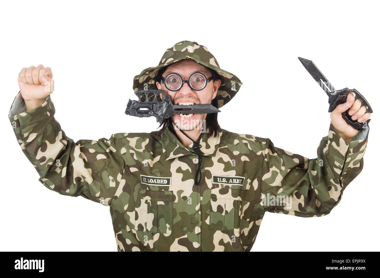 Funny soldier in military concept Stock Photo - Alamy