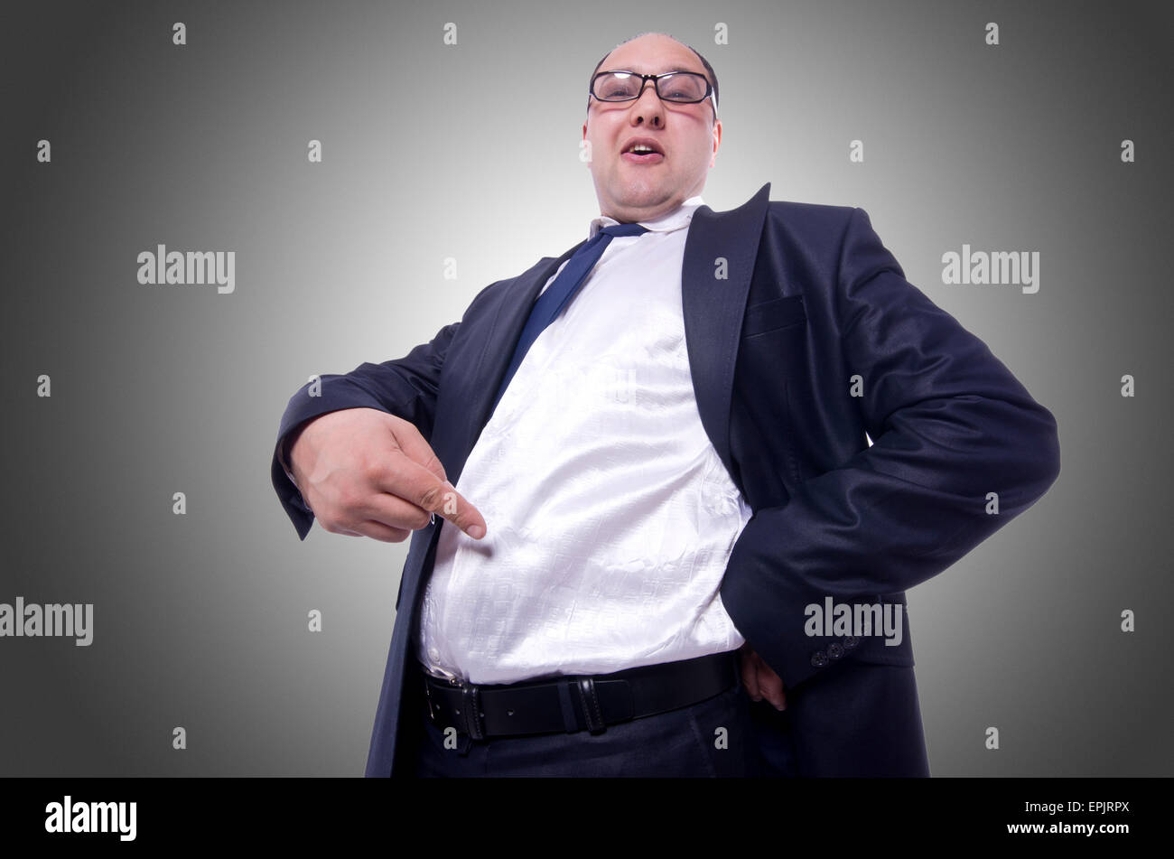 Funny businessman isolated on white Stock Photo - Alamy