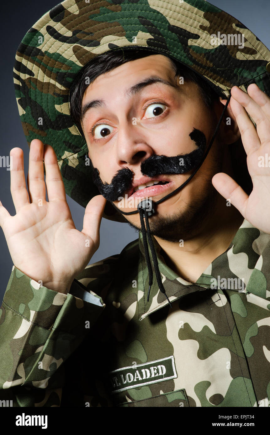 Funny soldier in military concept Stock Photo - Alamy