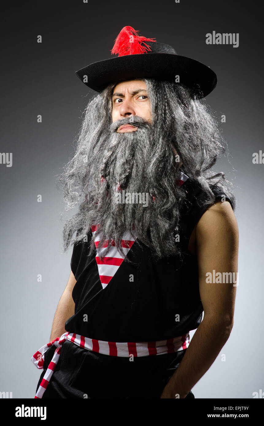 Funny pirate with long beard Stock Photo - Alamy