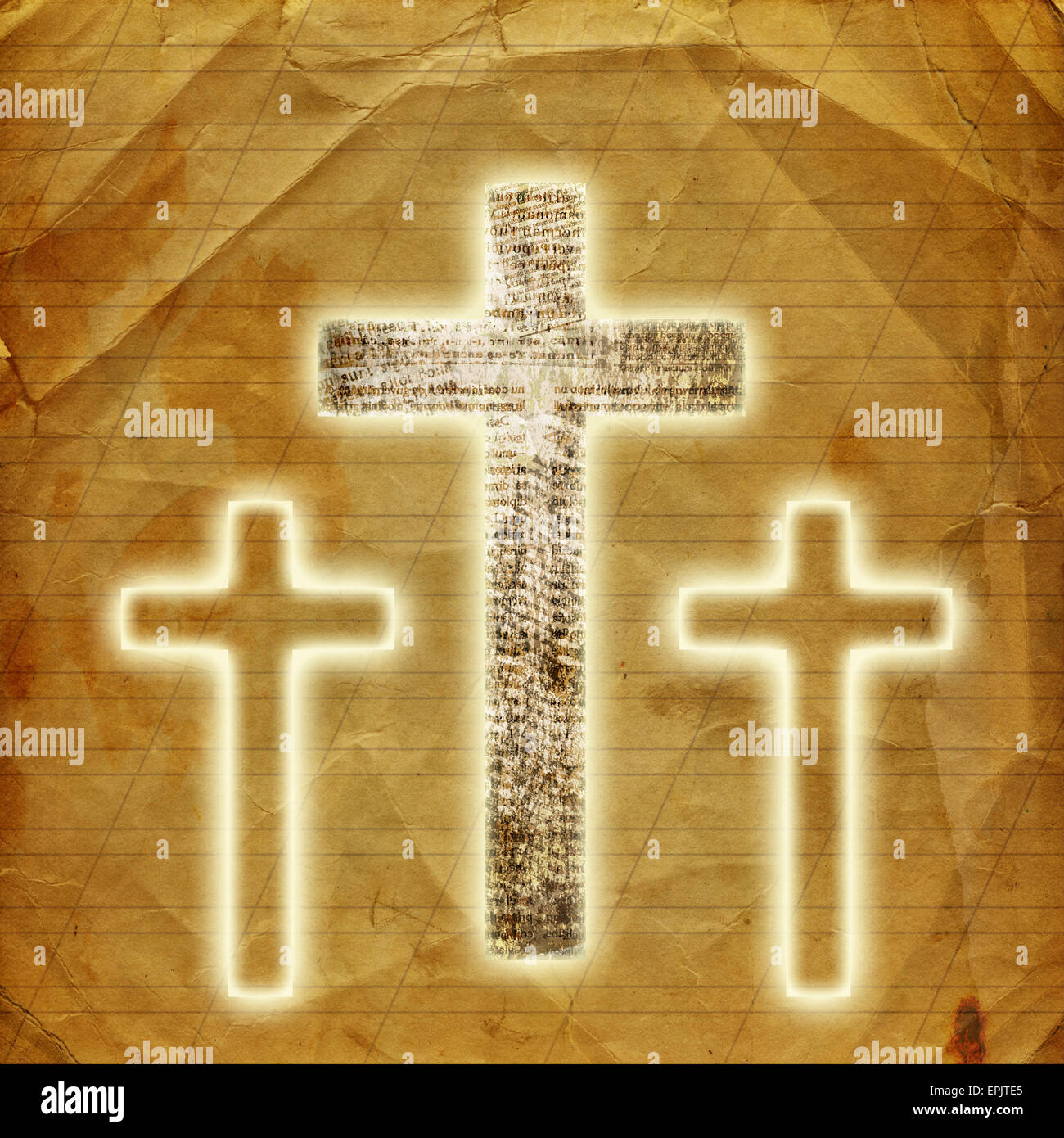 Glowing holy cross on abstract paper background Stock Photo - Alamy