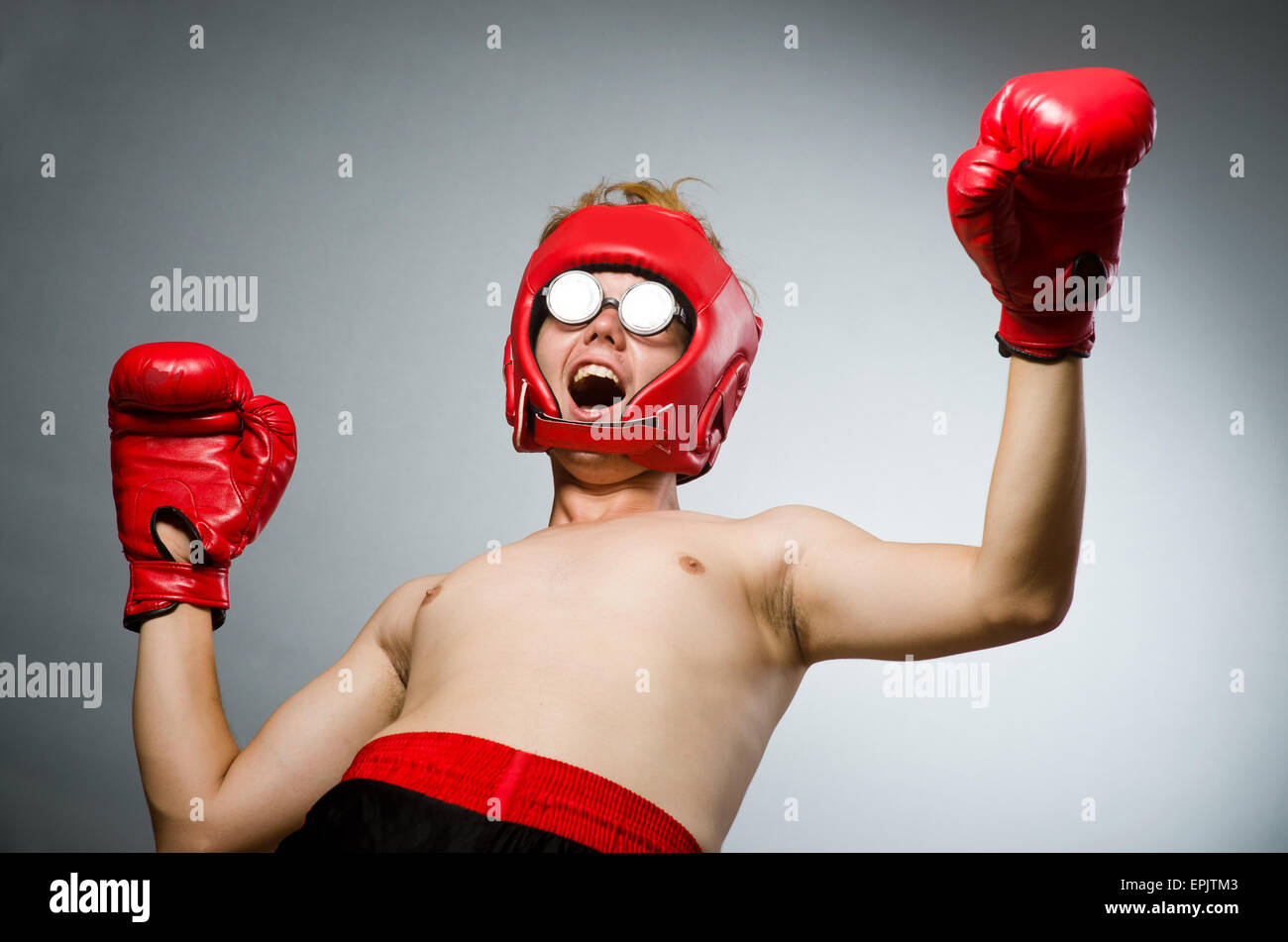 Funny nerd boxer in sport concept Stock Photo - Alamy
