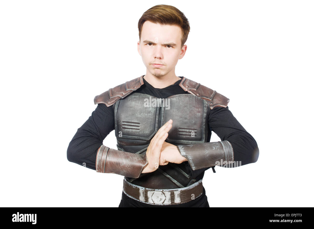 Funny warrior isolated on the white background Stock Photo - Alamy