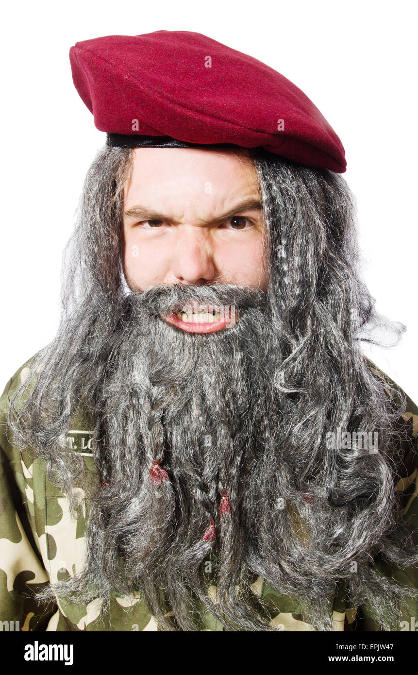 Funny soldier isolated on white Stock Photo - Alamy