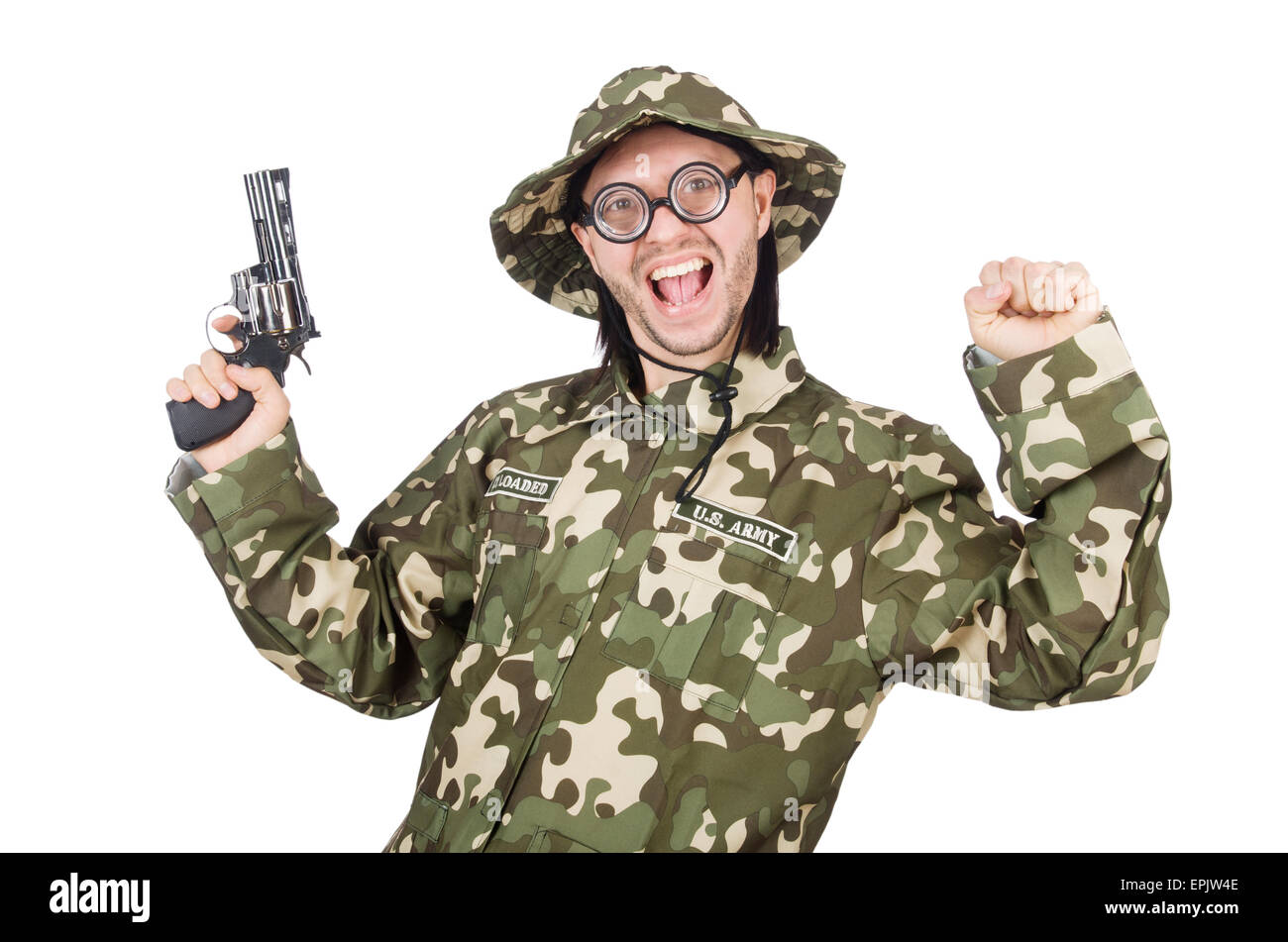 Funny soldier in military concept Stock Photo - Alamy