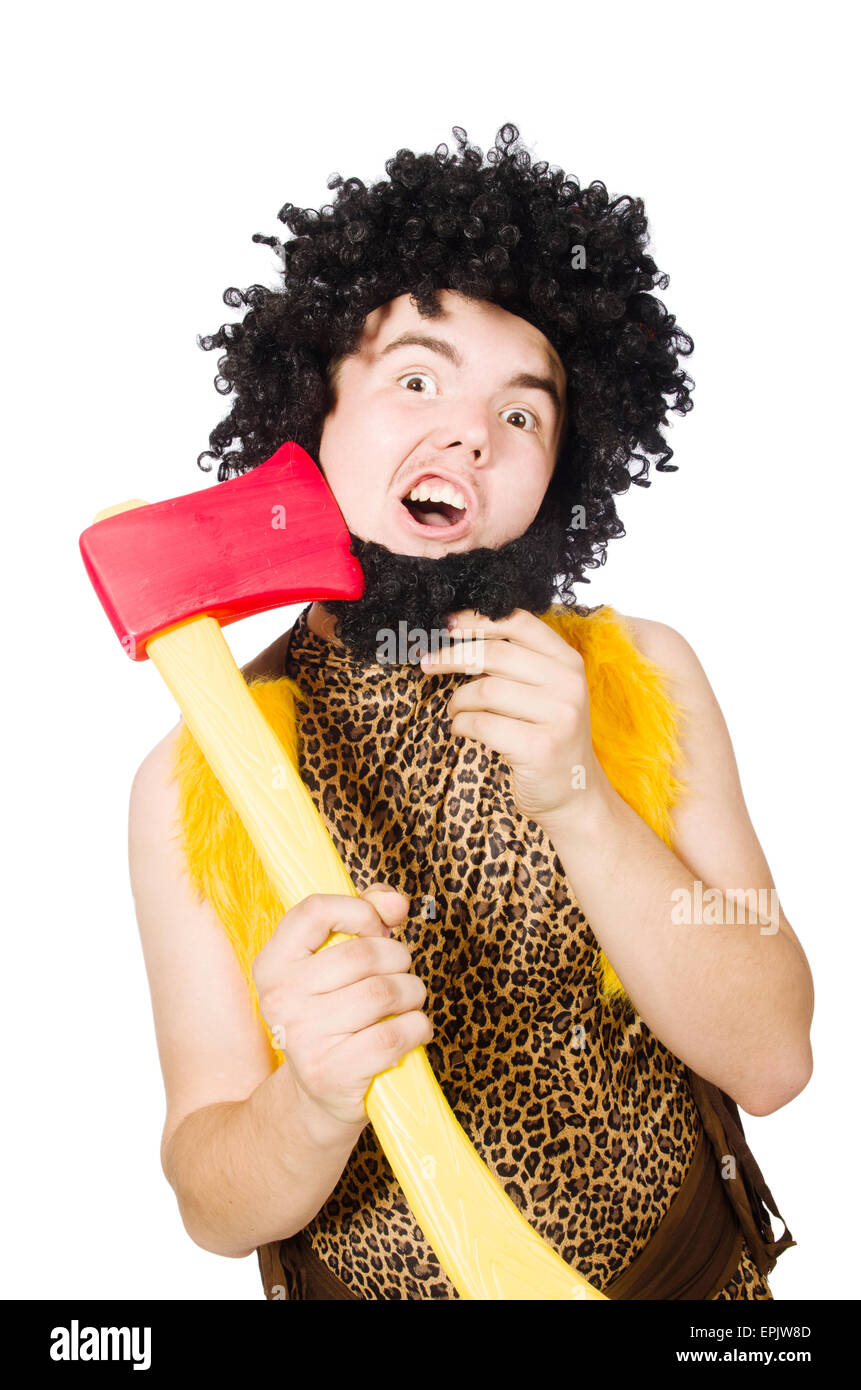 Savage man isolated on white Stock Photo - Alamy