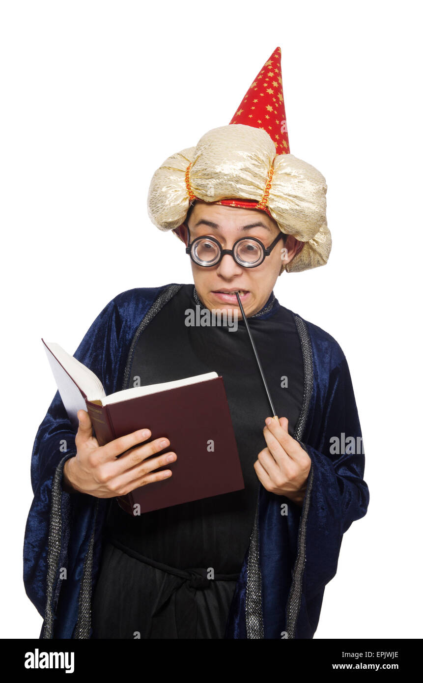 Funny wise wizard isolated on the white Stock Photo - Alamy